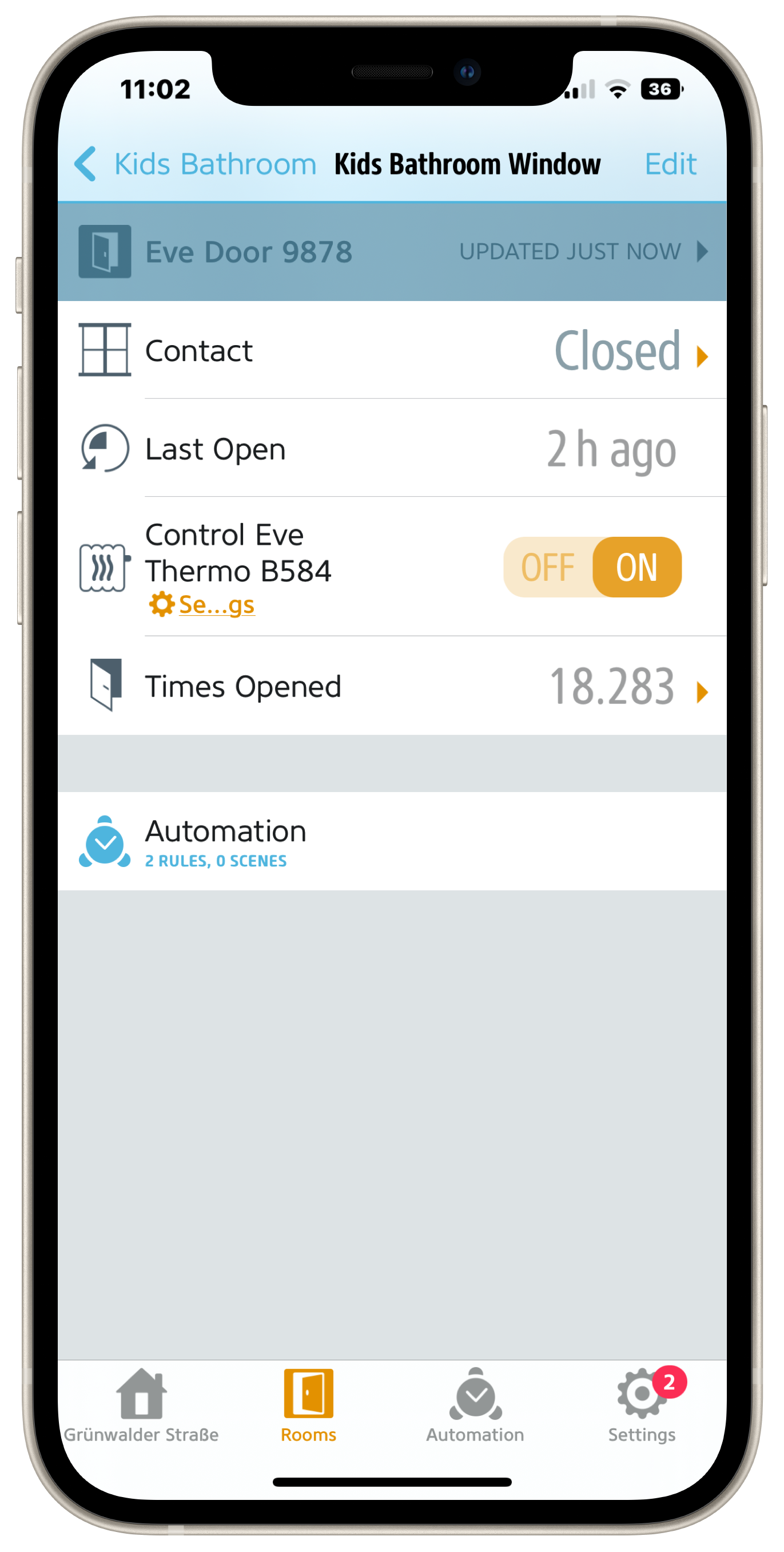 Eve Thermo Window Detection